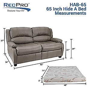 RecPro Charles Collection | 65" RV Hide A Bed Loveseat | Memory Foam Mattress | RV Sleeper Sofa | Pull Out Couch | RV Furniture | RV Loveseat | RV Living Room (Slideout) Furniture | Chestnut
