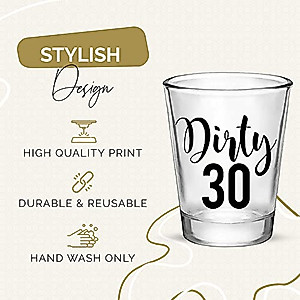 Dirty 30 Shot Glasses 30th Birthday Party Favors, Dirty Thirty Birthday Decorations for Her and Him, Reusable Drinking Cup, Set of 12 Party Favor Dirty 30 Birthday Gifts for Men or Women, 1.75 oz