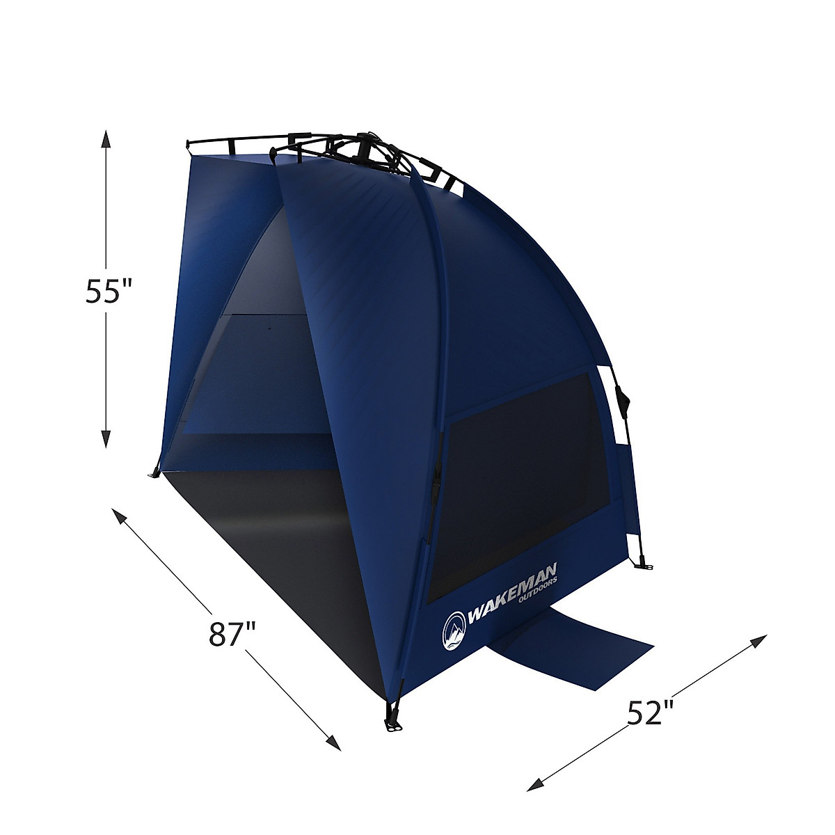 Pop Up Beach Tent Sun Shelter for Shade with UV Protection, Water and Wind Resistant, Instant Set Up and Carry Bag by Wakeman Outdoors, Navy, 55" x 87" (153133NYX)