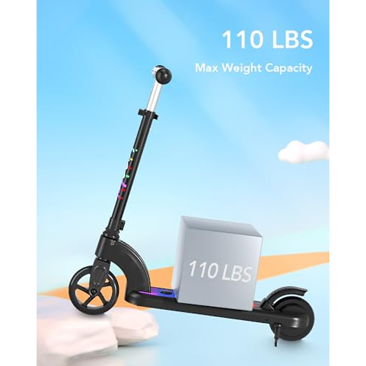 ANHAO Electric Scooter for Kids Ages 6-12 (Mainly 6-10), Kids Electric Scooter with Adjustable Height, Flash Wheel, Kick Scooter for Kids up to 110 lbs, up to 6mph