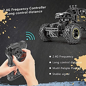 GoolRC 1/16 Alloy RC Car, 2.4GHz Remote Control Buggy, 4WD Off-Road Rock Crawler, 15km/h High Speed Climbling Truck Car RTR for Kids (Silver)