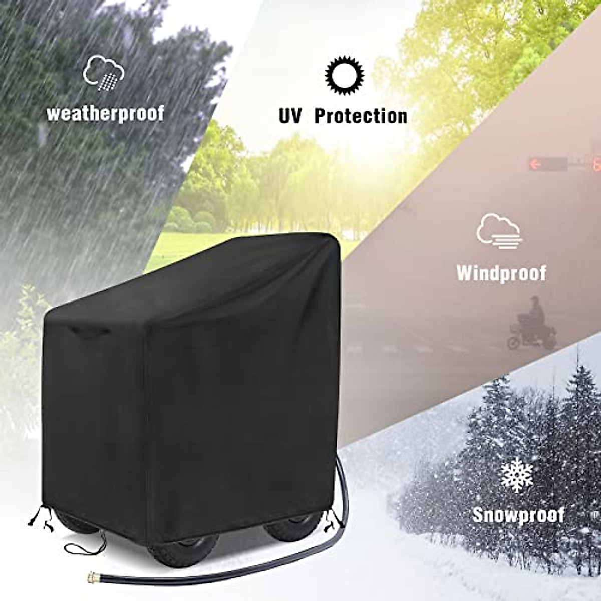 Garden Hose Reel Cart Cover, Hohong Outdoor Hose Cart Covers for Hose Reel Cart All Season Protection Waterproof Sun-Proof Dustproof - 37.8"L x23.6"Wx 36"H