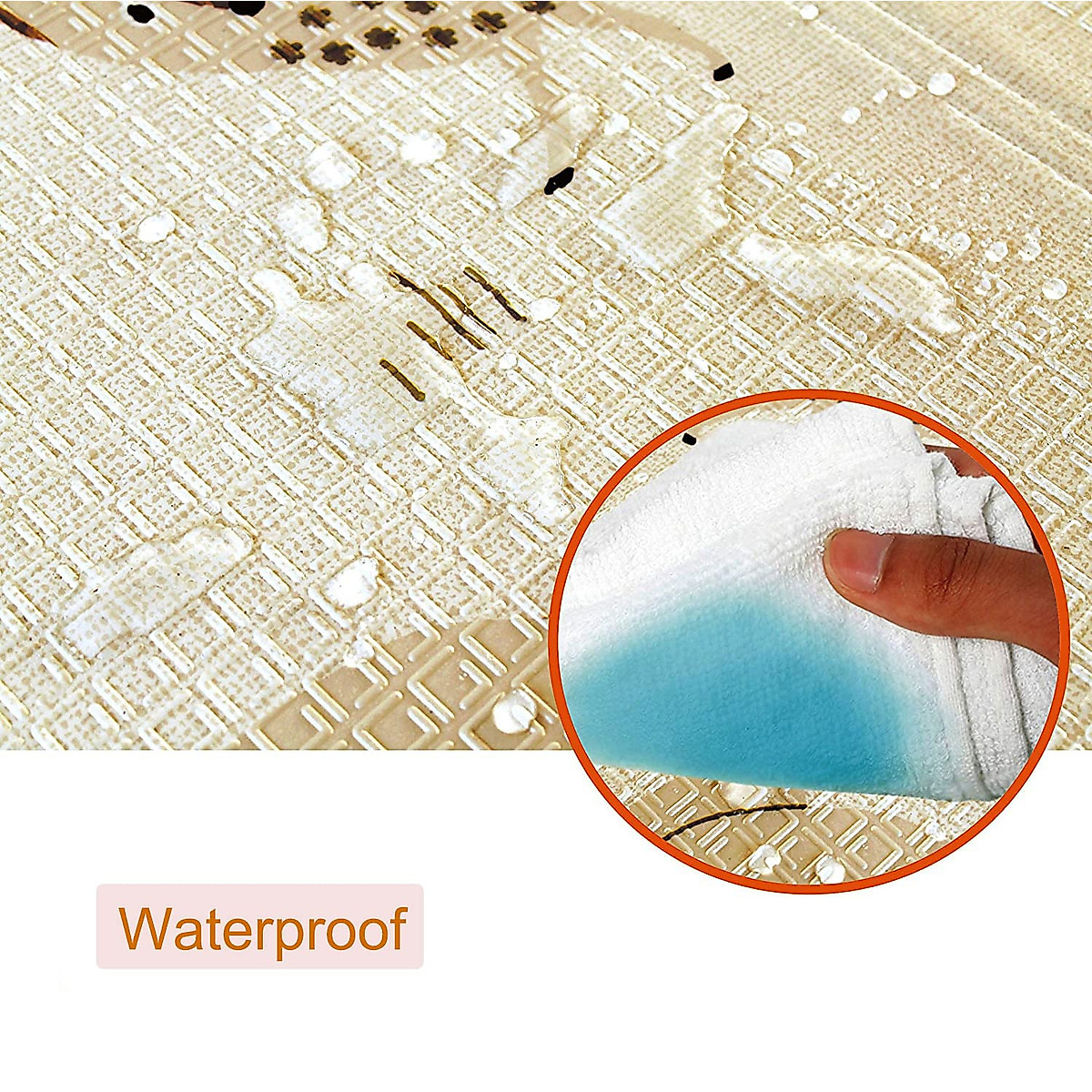 Reversible Waterproof & Non-Toxic Tummy Time Soft Foam Floor Playmat with Thick Cushion for Infants & Toddlers Portable Large Gym Carpet Playroom Mat 77x69 Inch (0.6in)