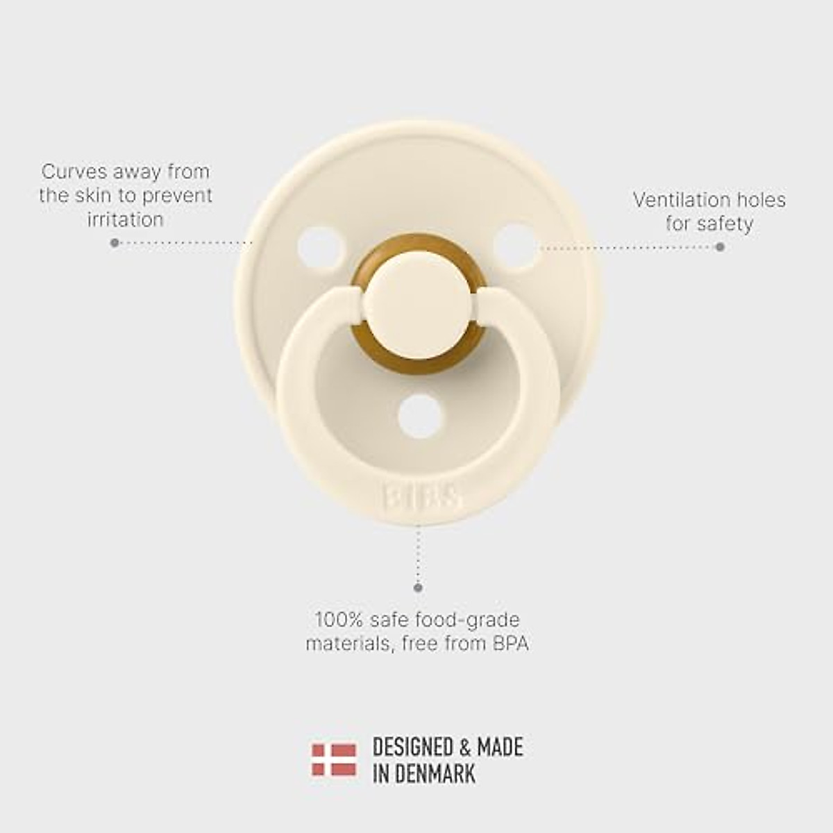 BIBS Pacifiers Colour Collection | Natural Rubber Baby Pacifier | Set of 2 BPA-Free Soothers | Made in Denmark | 6+ Months (Pack of 2) | Cloud