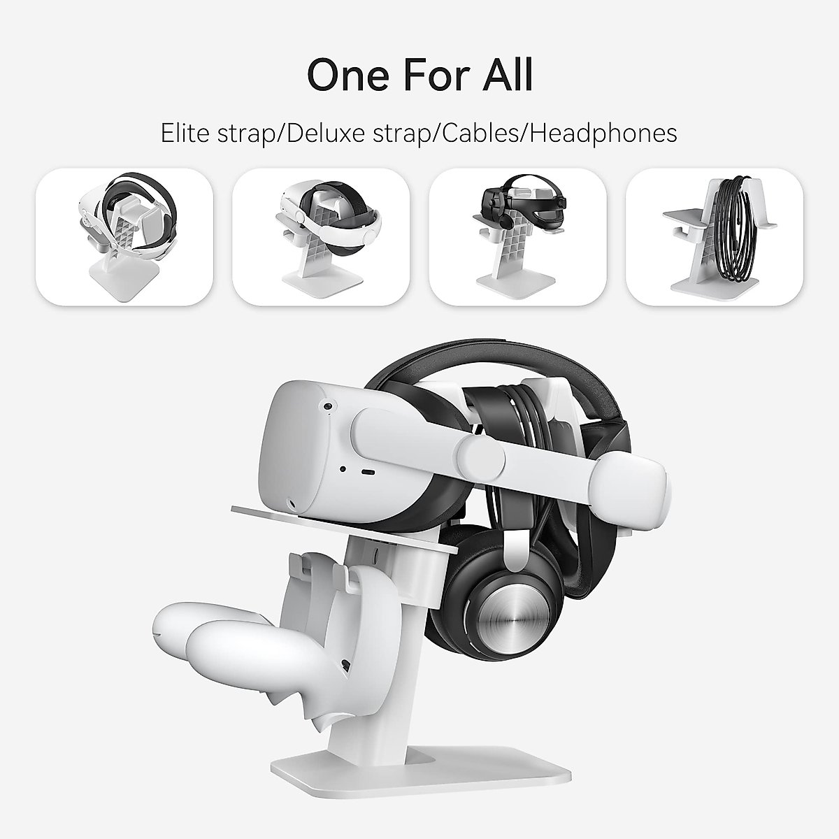 KIWI design VR Stand Accessories Compatible with Quest 2/PSVR 2/Valve Index/HP Reverb G2/ Pico 4/Quest VR Headset and Touch Controllers, Not Compatible with Quest 3 (Black)