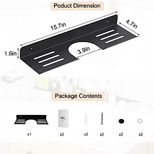 Teemuday Floating Shelves Wall Mounted for Bathroom, 15.7 x 4.7 inch, Floating Tray,Narrow Counter Organizer Shelf, Self Adhesive Shower Shelves for Bathroom, Laundry Room,Kitchen, Farmhouse, RV