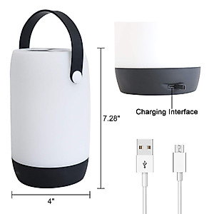 Eldnacele Table Lamp-Touch Sensor Lamp for Kids Bedroom, Portable USB Rechargeable Dimmable Baby Night Light with White Light, LED Night Lights, 2 Pack