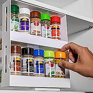 2 Tier Spice Rack Fits Up To 20 Spice Jars , Seasoning Jar Storage Rack , Kitchen Bathroom Organizer