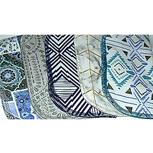 1 Ply Moroccan Tile Flannel Washable Kids Lunchbox Napkins 8x8 inches 5 Pack - Little Wipes (R) Flannel