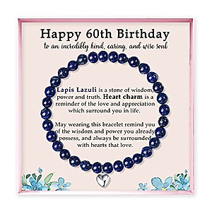 Diosky 60th Birthday Gifts for Women, Gifts for 60 Year Old Woman, 60th Birthday Gift Ideas for Women, Her, Mom, Wife, Sister, Friend (Lapis Lazuli)