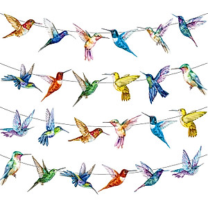 Hummingbird Party Banner Hummingbird Party Decorations 4Pcs Bird Birthday Decorations Hummingbird Cutout Banner for Flying Bird Hawaiian Luau Baby Shower Supplies