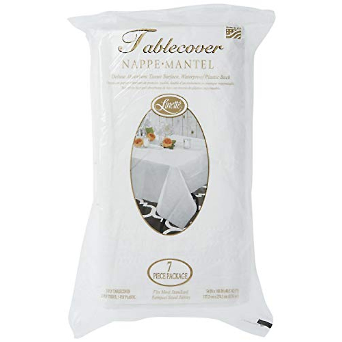 Linette 3 Ply Table Cover (7 Piece Package 54" X 108"), 7 Count (Pack of 1), White