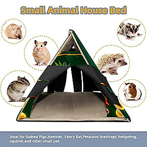 enheng Small Pet Hideout Christmas Balls Present Bow with Green Background Hamster House Guinea Pig Playhouse for Dwarf Rabbits Hedgehogs Chinchillas
