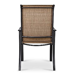 Nuu Garden Dining Chairs Set of 4, Indoor Outdoor Patio Chairs with Arms, Iron Frame and Textilene Sling Chairs for Lawn, Garden, Backyard, Porch, Brown