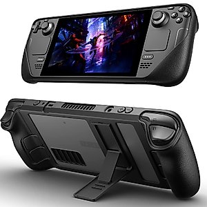 JSAUX Kickstand Case for Steam Deck/Steam Deck OLED, PC0105 Upgrade The Adjustable Angle Stand Steam Deck Cover TPU Protective Case, Shock-Absorption, Non-Slip and Anti-Scratch Design