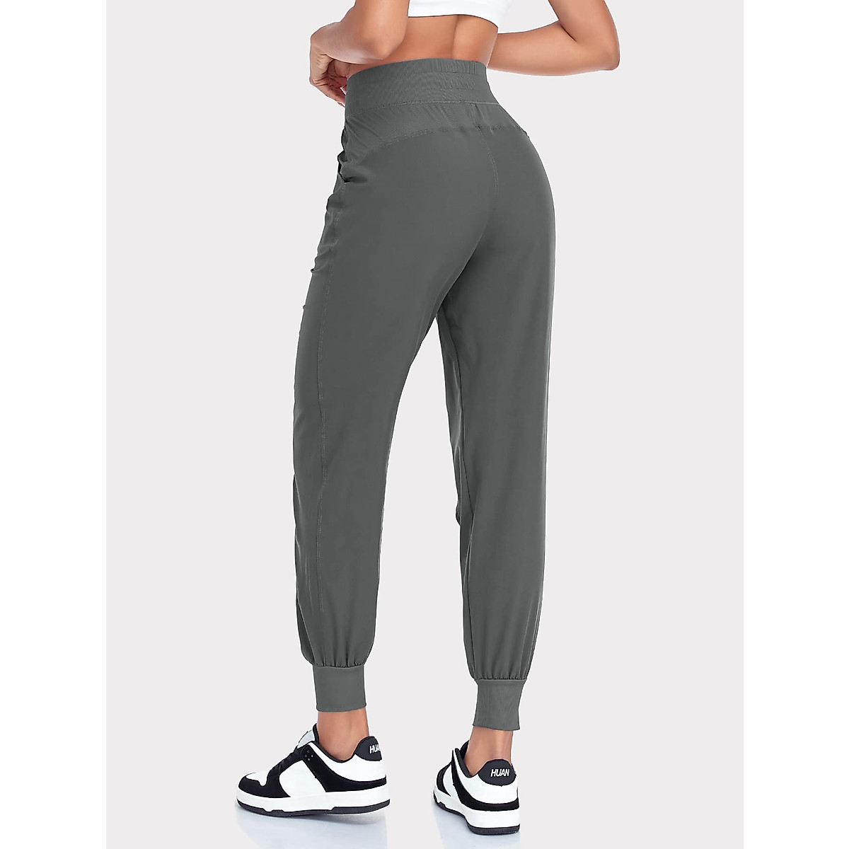 VUTRU Women's Drawstring Waist Joggers with Pockets, Lightweight Quick Dry Soft Sports Pants Workout Lounge Running Grey