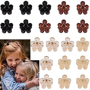 AOPRIE Mini Hair Clips 20 Count Small Size Sun Flower Claw Hair Accessories for Women and Girls in Black, Brown, Clear Plastic