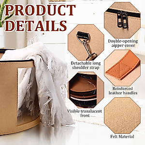 Suzile 4 Pack Large Round Foldable Felt Hat Box for Women Storage 17 x 10 Inch Cowboy Hat Storage Box with Lid Closet Cowboy Hat Case Hat Organizer Box Clothes Storage Bin(Camel)