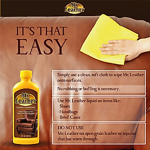 Mr. Leather Cleaner and Conditioner - Leather Conditioner to Shine & Protect – Leather Protector Liquid – Use as Sofa Cleaner, Boot Cleaner, or Furniture Cleaner (8 oz)