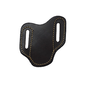 Leather Knife Sheath Slanted Pancake Sheath, 5 Inch Tooled Leather Sheath Belt Clip, Belt Sheath,Trapper Knife Sheath Belt Loop Case Pouch Holder (Dark Brown)