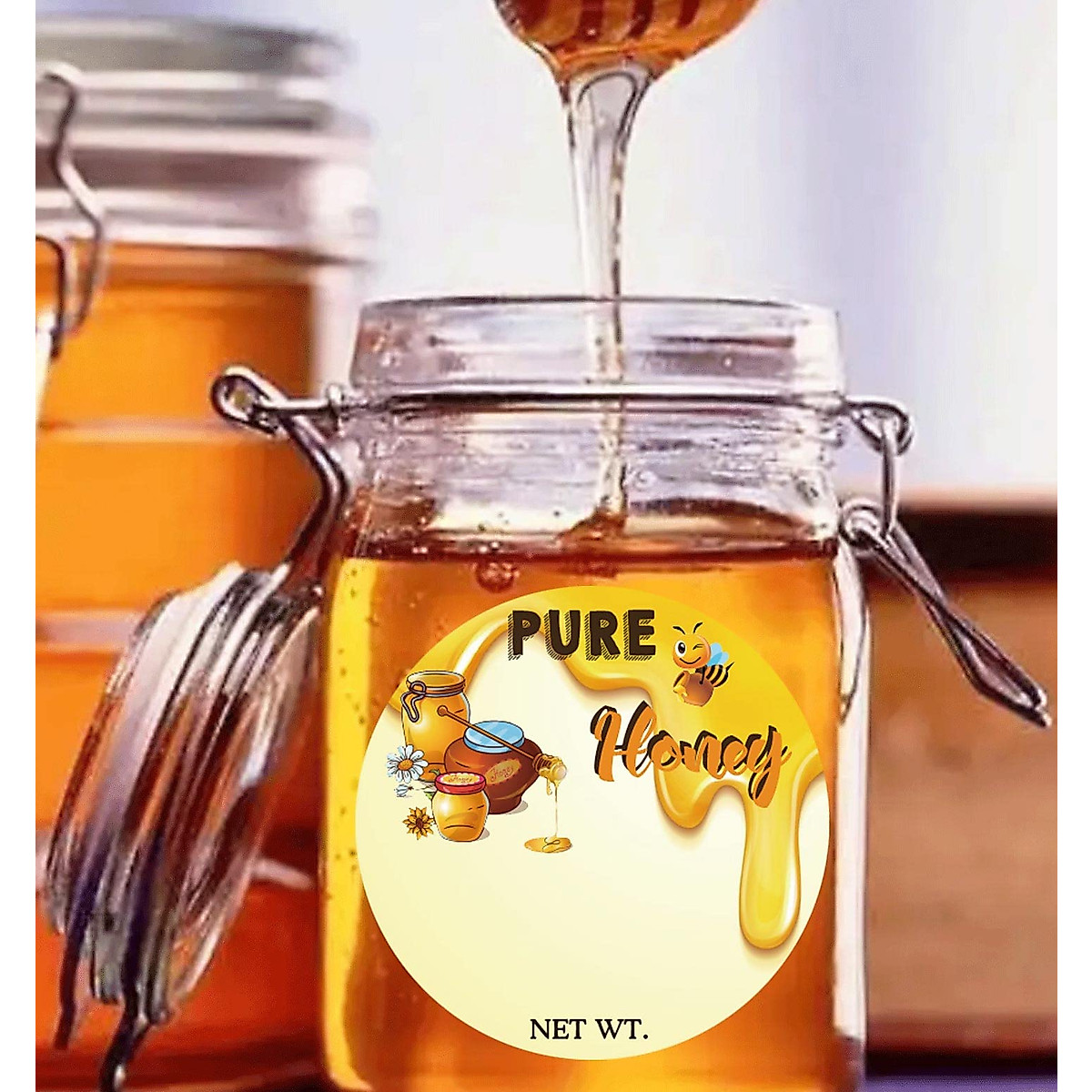 1.5 inch Honey Bottle Label Homemade Honey Net Weight Labels for Small Business Canning Jars and Lids 500pcs Per Roll