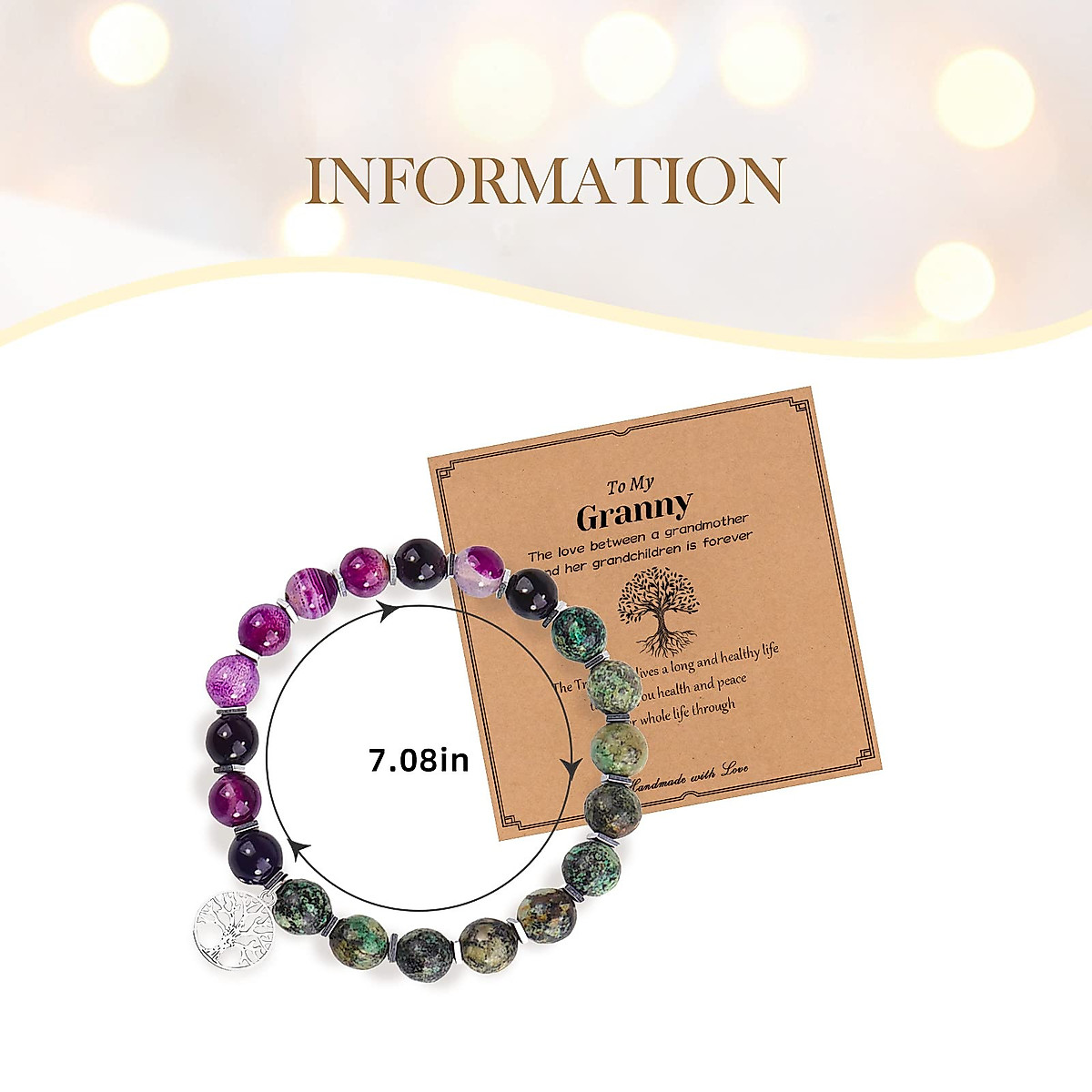 Nana Bracelet Grandma Bracelet Gifts for Grandma/Nana, Tree of life Natural Stone Bracelet for women，Grandma Birthday Gifts Nana Gifts