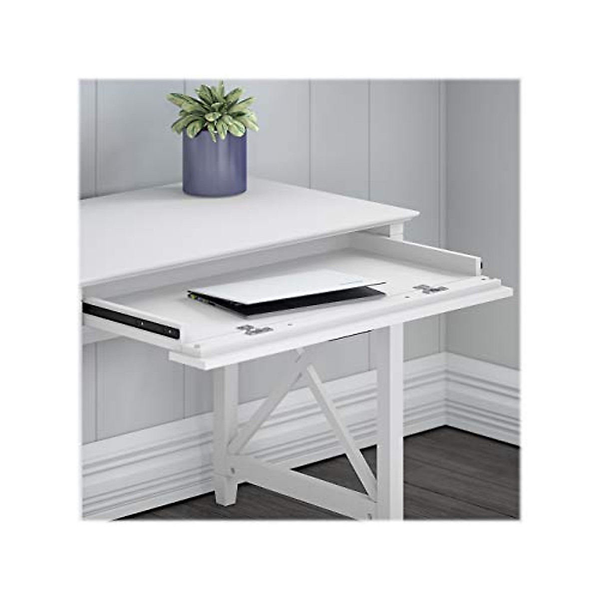 Bush Furniture Key West Computer Desk with Storage and 2 Drawer Mobile File Cabinet, 54W, Pure White Oak