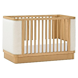 Babyletto Bondi Boucle 4-in-1 Convertible Crib with Toddler Bed Conversion Kit in Honey with Ivory Boucle, Greenguard Gold Certified