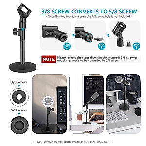 Neewer Stable Desktop Mic Stand with Black Iron Base, Mic Clip and 5/8" Male to 3/8" Female Screw for Blue Yeti Snowball Spark & Other Microphone