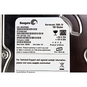 SEAGATE Barracuda ST3160815AS 160GB 7200 RPM 8MB Cache SATA 3.0Gb/s Hard Drive