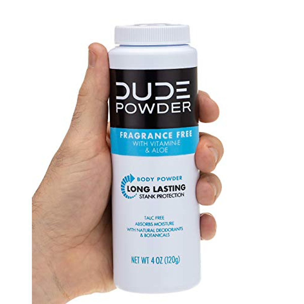 DUDE Body Powder - Fragrance Free 4 Ounce (3 Bottle Pack) Natural Deodorizers With Chamomile & Aloe, Talc Free Formula, Corn-Starch Based Daily Post-Shower Deodorizing Powder for Men