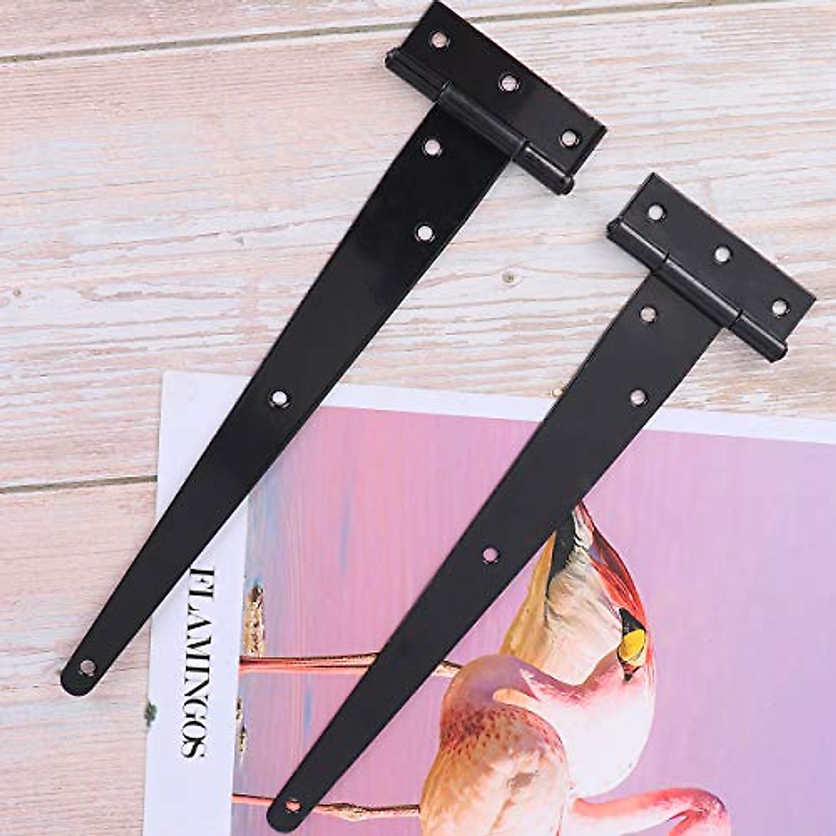 2PCS Black T Strap Hinges Heavy Duty Gate Hinges for Wooden Fences or Metal Iron Rustproof Barn Door Hinges Shed Door Hinges (12 Inch)