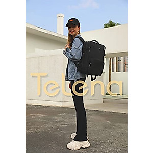 Telena Travel Backpack for Women Large Carry On Backpack Airline Approved Personal Item Backpack with USB Charging Port Waterproof Casual Bag, Black