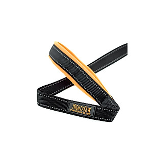 Mighty Paw Dual Handle Dog Leash - Reflective for Night Safety - Padded Leash - Dog Leash with Two Handles - Dog Leash with Carabiner Clip - Traffic Handle Leash - 6 Feet Long Dog Leash (Black/Orange)