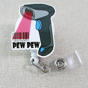 Pew Pew Medical Scanner Badge Reel, Funny Nurse Retractable Badge Holder, Funny Pharmacist Badge Gift, Funny Badge Reels for Nurses, Hospital Badge ID Holders, Lab Tech Badge, RN Gifts