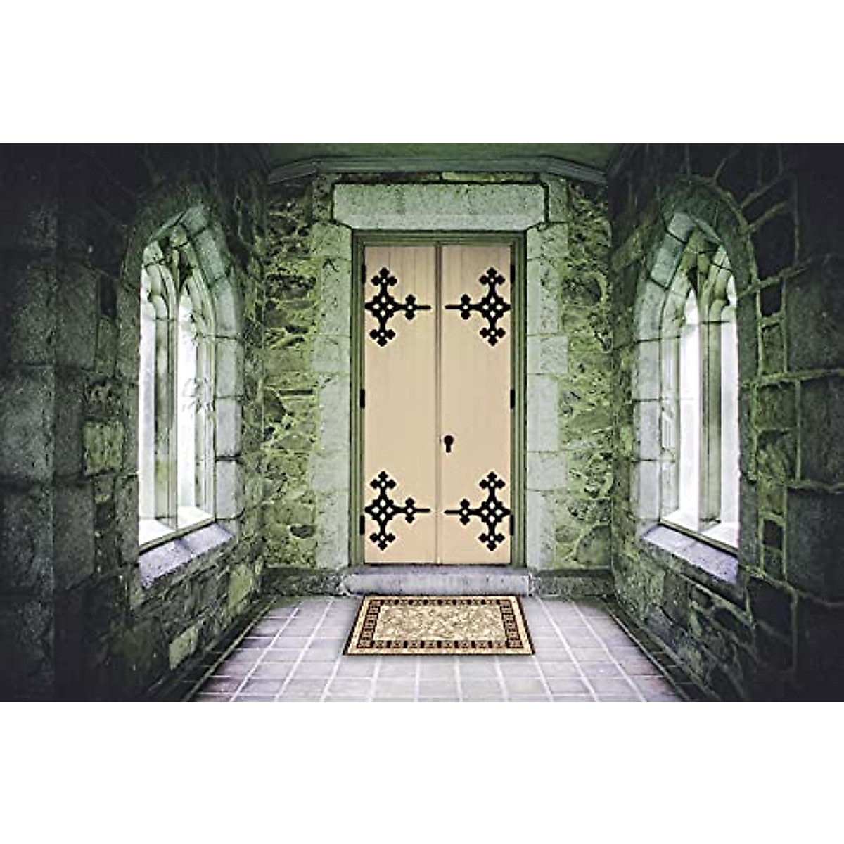 Stair Treads Non-Slip Landing Mat- Skid Resistant Rubber Back Landing Rug - Beautiful Design Landing Mat for Bottom of Stairs - Floormat - Doormat (20" x 30") Mixed Beige Floral