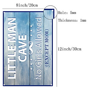 CREATCABIN Metal Tin Sign Man Cave No Girls Allowed Except Mom Retro Vintage Funny Wall Art Mural Hanging Iron Painting for Home Garden Bar Pub Kitchen Living Room Office Garage Plaque 8 x 12inch