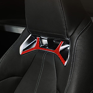 AIRSPEED Car Seat Head Rest Accent Sticker Carbon Fiber Auto Headrest Interior Trim Cover for Toyota Supra GR A90 A91 MK5 2019-2022, Red