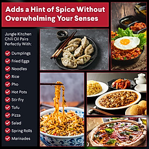 Jungle Kitchen Crunchy Garlic Chili Oil Chili Crisp Oil Vegan & Gluten-Free for Meats, Stir Fry, Vegetables, 6oz