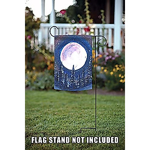 Toland Home Garden 1112527 Full Moon Forest Winter Flag 12x18 Inch Double Sided Winter Garden Flag for Outdoor House Flag Yard Decoration