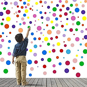 264 Pieces Polka Dot Wall Decals Circles Decals for Wall Vinyl Dots Stickers Set for Room Kids Bedroom Nursery Playroom Classroom Decor Graphic Decals Stickers 7 Different Size（12 Colors）