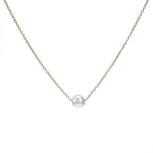 Yalice Tiny Pearl Choker Necklace Chain Short Pendant Necklaces Floating Wedding Bridesmaid Jewelry for Women (Gold)