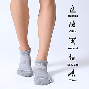 FITRELL 6 Pack Men's Running Socks Ankle Low Cut Cushioned Athletic Sports Socks Gift for Men, Shoe Size 9-12, Light Gray+White