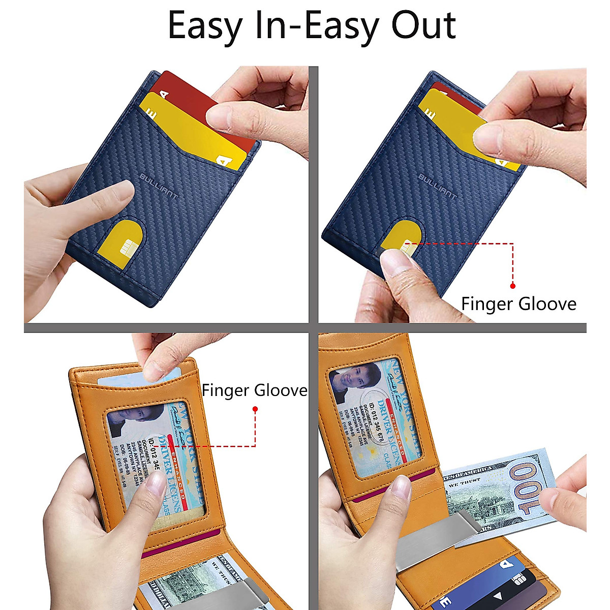 BULLIANT Slim Wallet Money Clip, Mens Front Pocket Wallet For Men 8 Cards 3"x4.25",RFID Blocking,Gift Boxed