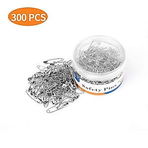 A+DAY Small Safety Pins 1.0 Inch (26mm), Size 0, 300-Count, Nickel Finish