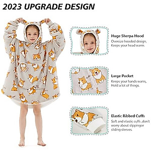 Homemate Wearable Blanket Hoodie, Cute and Funny Patterns Oversized Hoodie Sweatshirt Blanket for Adults Women Men，Cozy，Warm，Fuzzy Hoodie Blanket