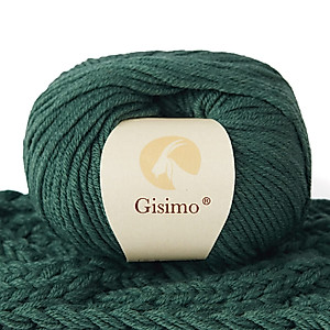 GISIMO 100% Merino Wool Yarn, 6-Ply Luxurious and Soft Yarn for Hand Knitting & Crocheting, 1.76 OZ/50g, 127 yds/116 meters (green, 1 ball)