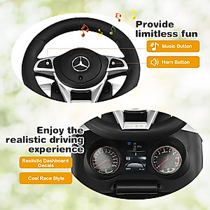 Costzon Push Car for Toddlers, 3 in 1 Mercedes Benz Stroller Sliding Walking Car w/Canopy, Handle, Safety Bar, Cup Holder, Music, Underneath Storage, Foot-to-Floor Ride On Toy for Boys & Girls, White