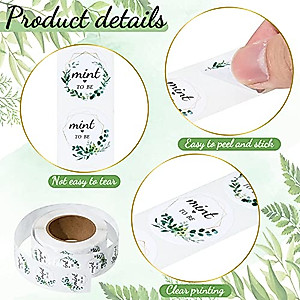 Colarr 500 Pieces Mint to Be Label Stickers Wedding Party Favors Sticker Labels 1 Inch Round Botanical Theme Wedding Stickers for Guests