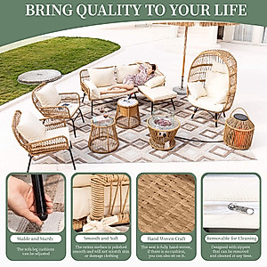 RADIATA Boho Patio Furniture Sets Outdoor Conversation Wicker Bistro Sectional Sofa and Chair Sets for Backyard, Porch, Deck, Garden (9pcs)
